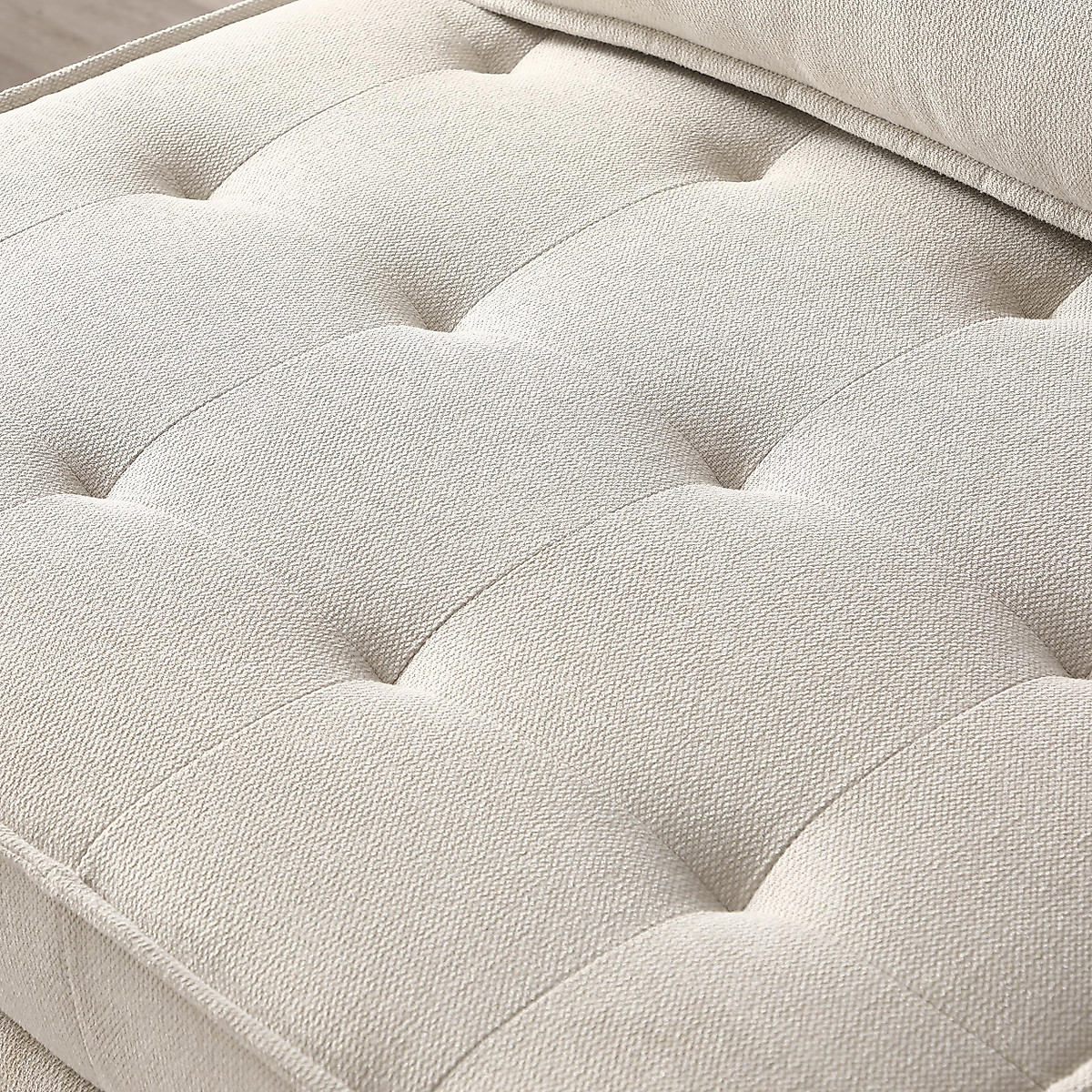 roomfitters Multipurpose Linen Fabric Ottoman with Pull-Out Sofa Bed, Space-Saving Convertible Design for Living Room or Guest Room, Elegant Upholstery, Practical, Durable Construction, Beige