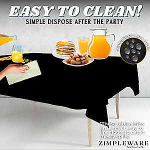 ZIMPLEWARE Premium Black Plastic Table Cloth Disposable (12 Pk) Plastic Tablecloths for Rectangle Tables (54in x 108in) Party Table Cloths Disposable for 6ft to 8ft Rectangle Tables