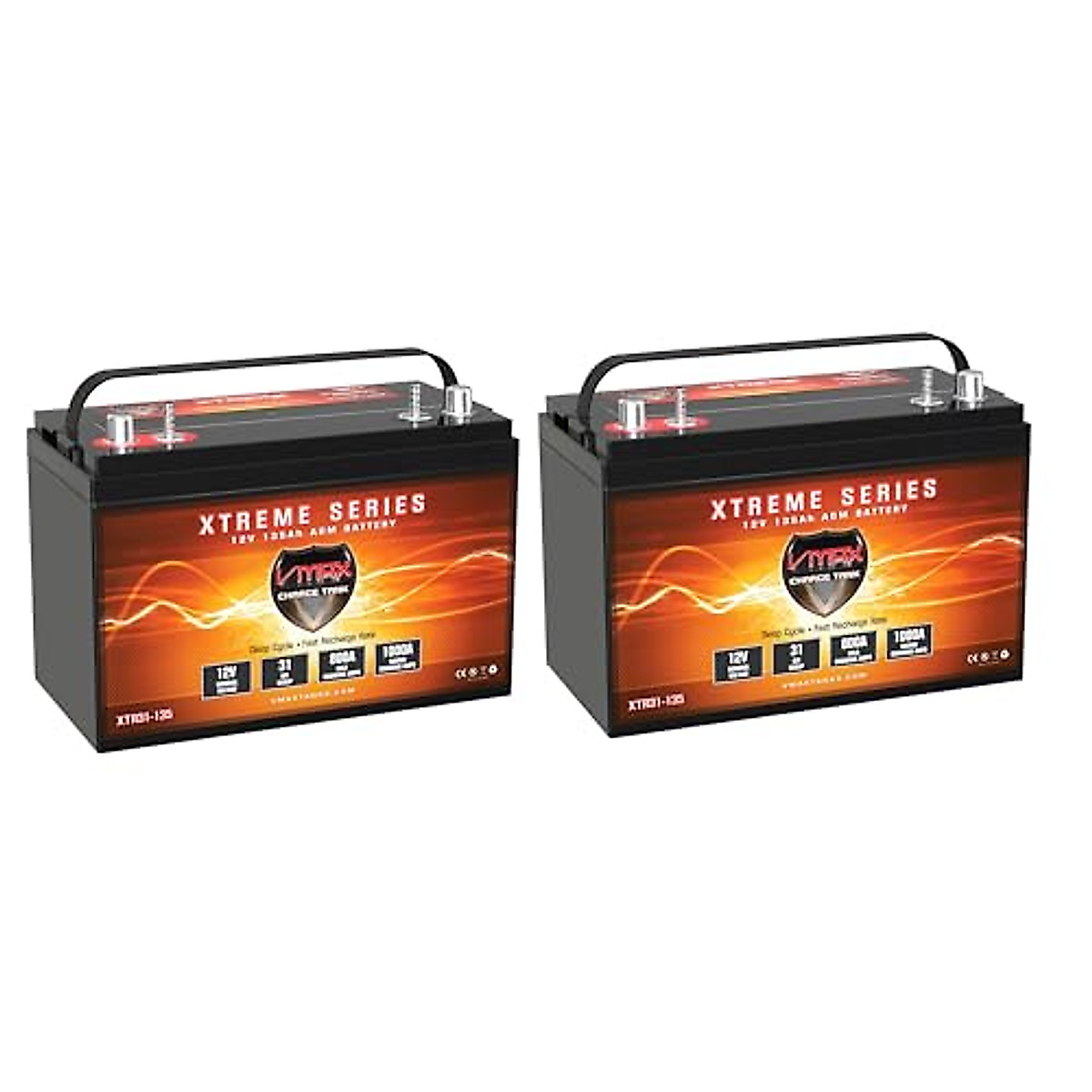(2) XTR31-135 24 Volt Trolling Motor Batteries 135 Amp Hours VMAX Group 31 12V AGM Deep Cycle Maintenance-Free Sealed Marine 12 Volt 135Ah Battery for 24V Trolling Motors