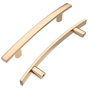 Alzassbg 10 Pack Brushed Brass Cabinet Pulls, 3-3/4 Inch(96mm) Hole Centers Gold Cabinet Handles Hardware Modern Arch Bar Drawer Handle Pull AL3092BB