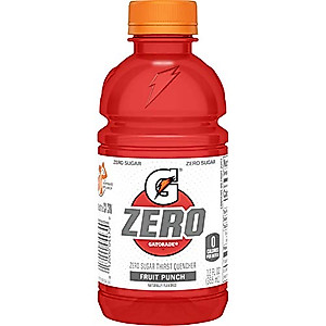 Gatorade G Zero Thirst Quencher, Fruit Punch, 12oz Bottles (6 Pack)