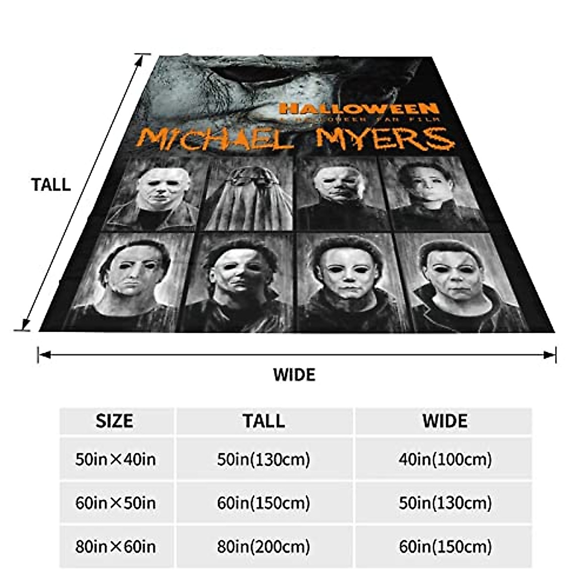 GIMCJOK Custom Michael Halloween Myers Throw Blanket, Plush Fuzzy Halloween Blankets and Throws for Sofa, Wrinkle-Resistant Air Conditioned Blanket 50"x60"