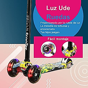 Scooter for Kids 3 Wheels Scooter Kids Scooter 4 Adjustable Height Lean to Steer Extra-Wide Deck Kids Scooter with LED Light Up Wheels Toddlers Girls & Boys from 3 to 12 Year-OldLearn to Steer