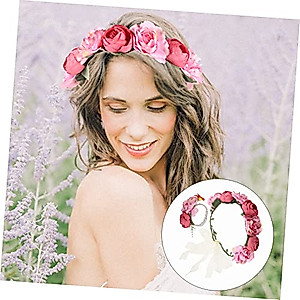 ifundom flower crown and wrist band adjustable flower crown Hair Wreath flower Headband Garland Wristband corsage wristlet floral crown Korean bride headband Miss fabric hawaii 1 Set