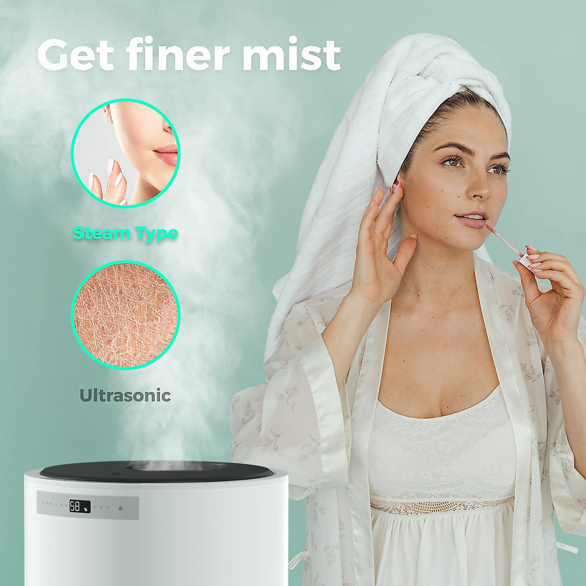 Humidifiers for Large Room, Y&O 10L(2.64Gal) Steam Whole House Humidifier for Plants, Filterless Design, Auto Shut Off, 3 Level Mist Maximum 1200ml/H Output, Covering up to 1000 sq.ft