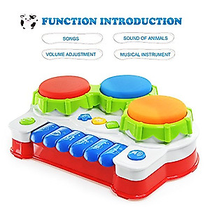 Baby Toys 6 to 12 Mouth, Baby Drum Toys for Toddler Girl and Boy, Piano Light Up Toys for 6 9 12 18 Babies and Toddlers, Early Learning Educational Musical Gift Toy for 1 Year Old Boys Girls