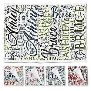 Custom Blanket, Personalized Throw Blankets, 30 x 40 Inches, Gift for Best Friend w/Word Art Names, 8 Colors & Fonts, Baby Receiving Flannel Blanket for Kids, Couples, Adults, Family
