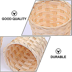 HANABASS 5pcs Desktop Weaving Storage Basket, Small Household Wood Woven Storage Box for Debris Crafts Toys Jewelry Organizer Desk Decoration Desktop Flower Pot Garbage Can