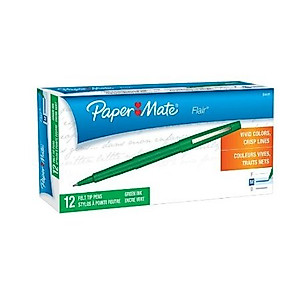 Paper Mate Flair Felt Tip Pens, Medium Point 1.0mm (2-Dozens, Green)