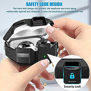 MHYALUDO Secure Lock Armor Case Fit Design for Galaxy Buds FE (2023) / Galaxy Buds2 Pro Case (2022) / Galaxy Buds Pro (2021) / Galaxy Buds 2 (2021) / Galaxy Buds Live (2020) Cover with Kit-Armor Black
