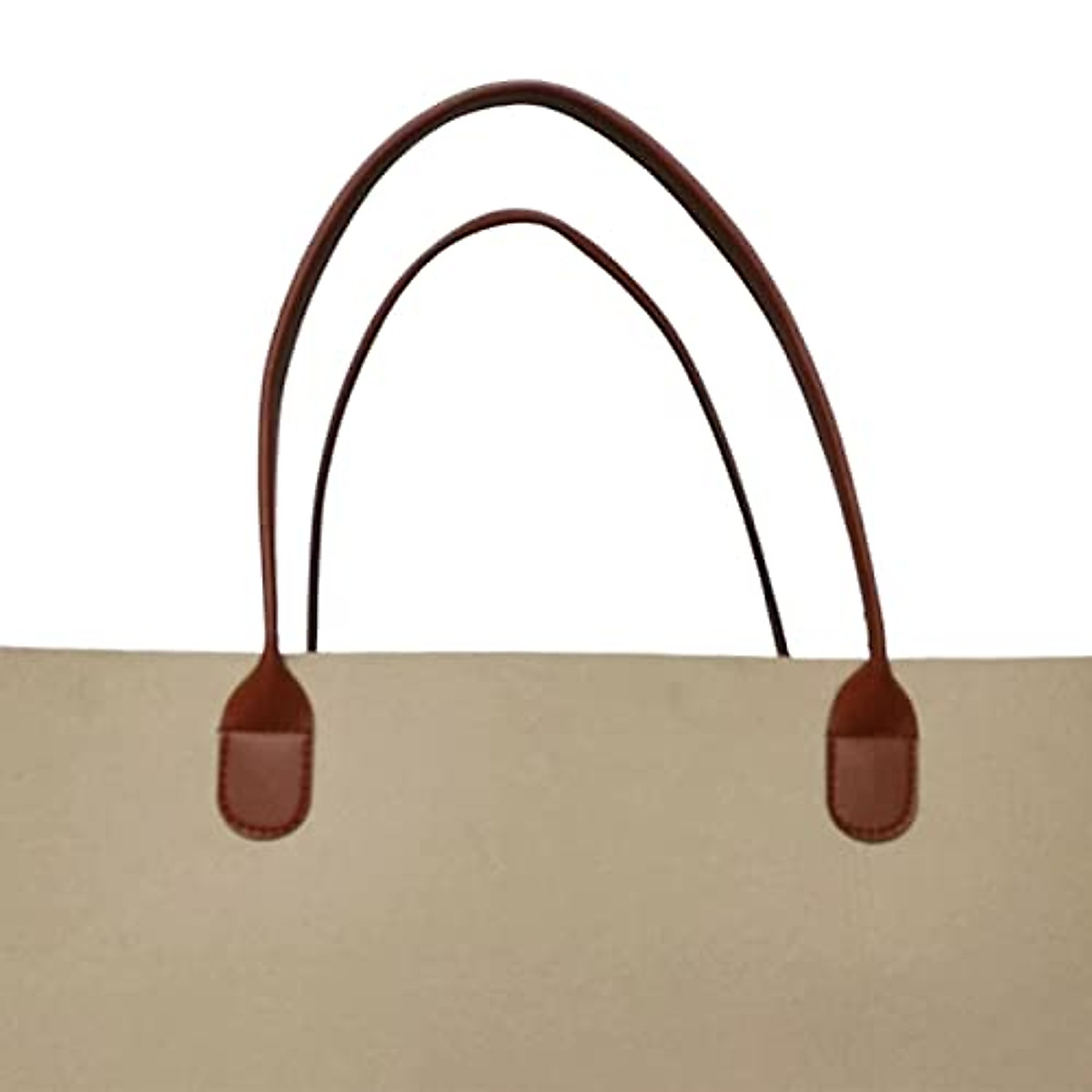 ＫＬＫＣＭＳ 2Pieces Stair Basket with Leather Handle for Carpeted Stairs, Staircase Basket for Wooden Stairs, Foldable Basket Organizer for Office, Brown and Beige