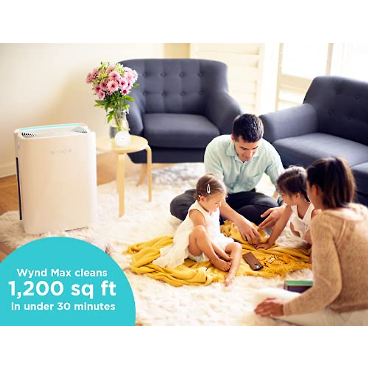 Wynd Max Home Air Purifier - App and Alexa Enabled, Smart Purification - HEPA Filter - Ideal for Home, Office, Large Spaces - 1200 sqft…