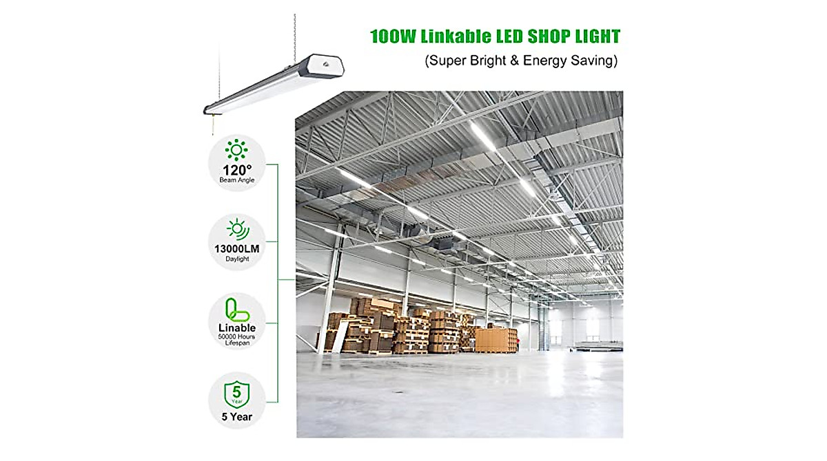 NUOGUAN 100W LED Shop Light - Bright & Energy Saving