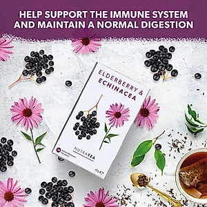 Nutra Tea - Elderberry & Echinacea Tea | Elderberry Tea - Immunity Tea | Immune Tea - 20 Tea Bags - Herbal Tea