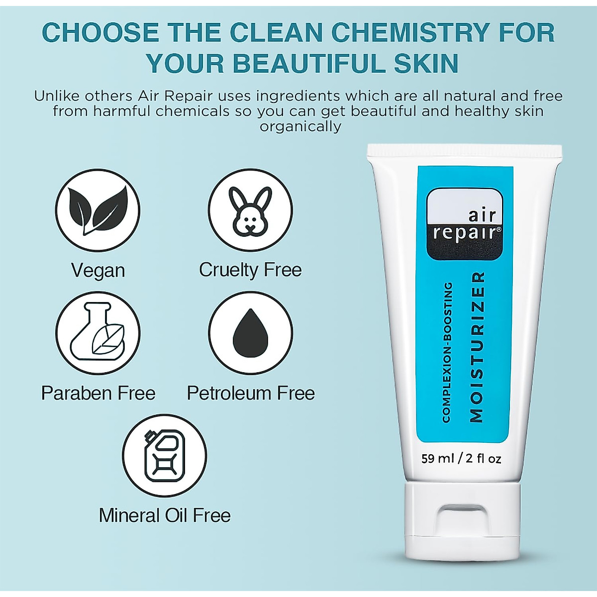 Air Repair Complexion Boosting Moisturizer with Hyaluronic Acid & Ceramide, Skin Barrier Repair Moisturizer for Dry Skin, Hydrating Face Moisturizer Reduces Aging & Wrinkles, Vegan & Cruelty Free