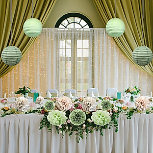 Sage Green hanging Party Decorations for Baby Bridal Shower Boho Wedding Birthday Supplies in Wall Decor with Tissue pom poms and Lanterns (Boho green)