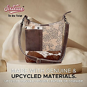 SIXTEASE Womens Shoulder Bag Vintage Style Shoulder Bags for Women - Made with Genuine Leather, Upcycled Canvas, or Hair On - Handmade, Adjustable Strap, Brass and Zinc Hardware - Style Bites