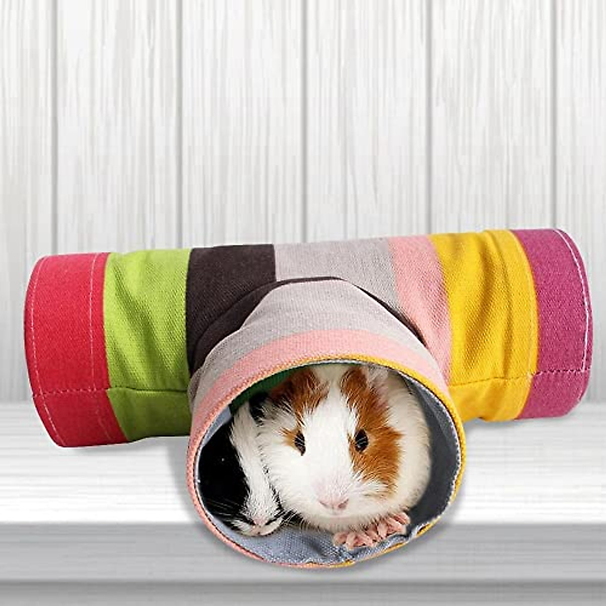 CHDHALTD Rainbow Play Tunnel, Small Pet Rainbow Mini Hedgehog Play Tunnels House Cave for Small Animals Rat Mouse Cages(Four-Way)