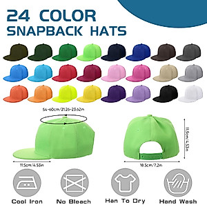 24 Pcs Classic Snapback Hats Baseball Cap Hip Hop Style Flat Bill Hats for Men Women Adjustable Trucker Hat Unisex Sport Cap, 24 Solid Colors