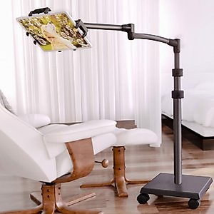 LEVO G2 Deluxe iPad Rolling Floor Stand Cart Kiosk for Residential and Commercial use iPads, iPad Mini, iPad Pro, Galaxy, Nexus, Surface Pro, Fire, and Other Tablets and eReaders Gunmetal Color