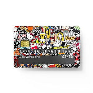 HK Studio Card Skin Sticker Bomb for EBT, Transportation, Key, Debit, Credit Card Skin - Covering Personalizing Bank Card - No Bubble, Slim, Waterproof, Digital-Printed
