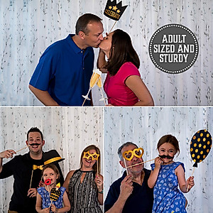 50th Birthday Photo Booth Props – Fabulous Fifty Party Decoration Supplies for Him &Her, Funny Fiftieth Bday Photobooth Backdrop Signs for Men and Women, Black and Gold Décor Ideas – 34 Pieces