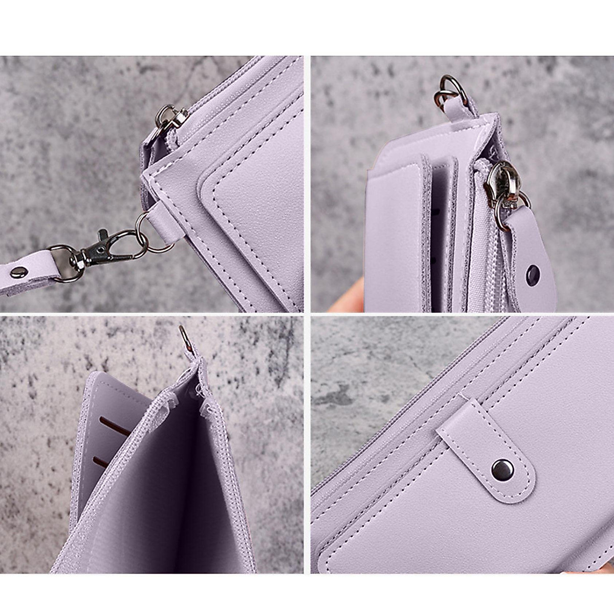uaswguDFS Women's Wallets PU Leather Cell Phone Slim Wallet Multi Cards Holder Clutch Purse Bifold Thin Handheld Purse (purple)