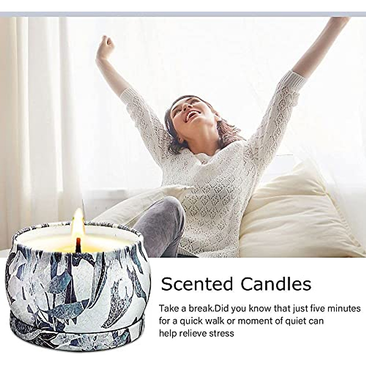 Scented Candles Gift Set 4 Pack Scented Candles Aromatherapy Candle Gifts 100% Natural Soy Wax Portable Travel Tin Jar Candles for Yoga for Birthday, Christmas, Thanksgiving, Mother's Day