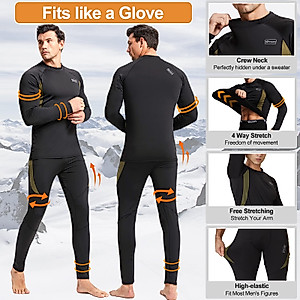romision Long Johns for Men Thermal Underwear Set Winter Hunting Gear Sport Bottom Top Base Layer for Cold Weather A-black