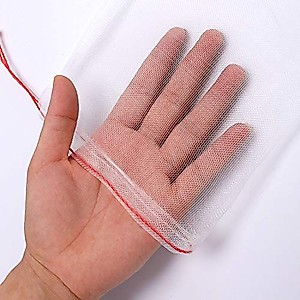 Kikhope 50 Pcs Fruit Protection Bags, 10"x6" Fruit Netting Bags, Garden Netting Bags with Drawstring, Fruit Tree Bags, Netting Barrier Bags for Protecting Fruits and Vegetables