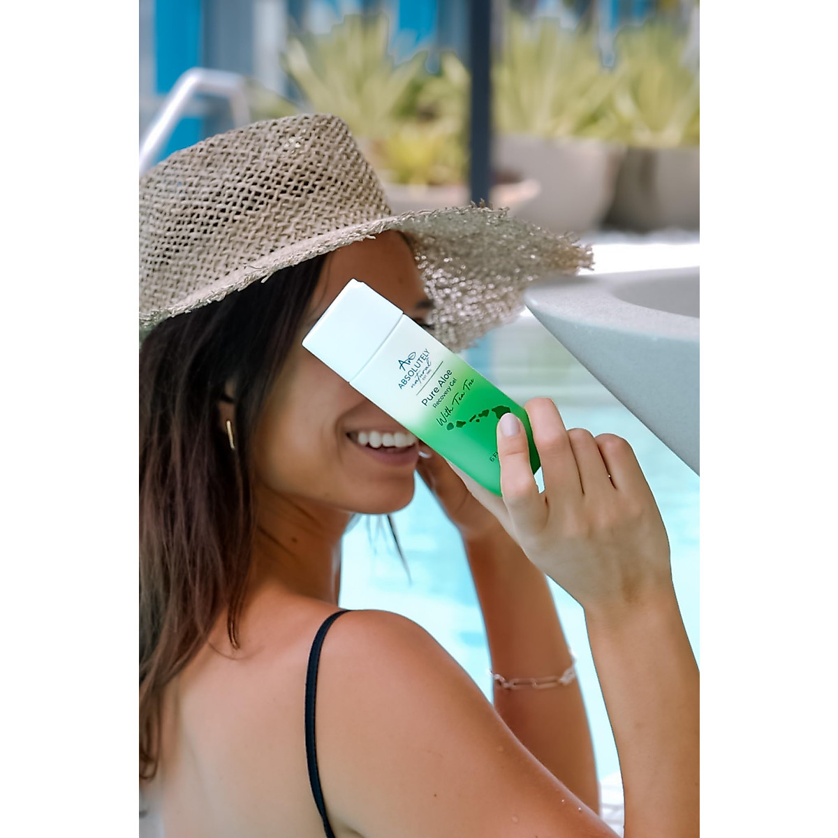 Absolutely Natural - 100% Pure Aloe Vera Cooling Gel - Lotion for Sunburn Relief & Rashes - Premium Sun Care with Vitamin E, Eucalyptus - 6 oz