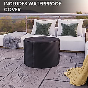 Flash Furniture Titus Commercial Grade Wood Burning Smokeless Outdoor Firepit - Black Finish - 27 inches - Portable - Waterproof Cover