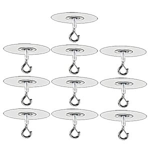 ChiMiao 10Pcs Adhesive Ceiling Hooks for Popcorn Concrete Textured Ceiling Wall, No Drilling Self Adhesive Ceiling Hooks Easy to Use