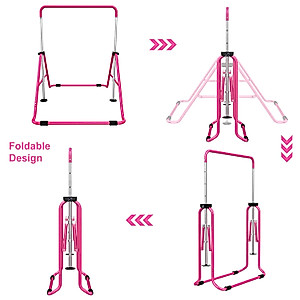 Tepemccu Expandable Gymnastics Bars,Adjustable Height Gymnastic Horizontal Bars,Junior Training Bar Children Folding Training Monkey Bars for Kids