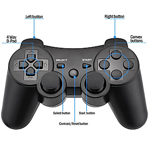 Ceozon PS3 Controller Wireless Gamepad for PS3 Remote Controller with Charging Cords 2 Pack Black and Muti-Coloful