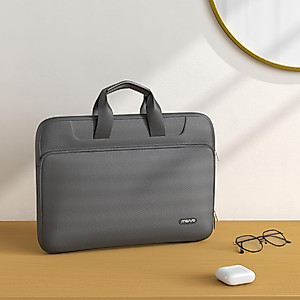 MOSISO 360 Protective Laptop Shoulder Bag Compatible with MacBook Air 15 inch M2 A2941 2023/Pro 16 inch M3 M2 M1 2023-2019, 15-15.6 inch Notebook,Matching Color Sleeve with Belt, Black