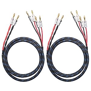 KK Cable CB-2B Bi-Wire Speaker Cable (2 Banana Plugs - 4 Banana Plugs), 1pair Set (Total 12banana Plugs), CB-2B (3M(9.84ft))