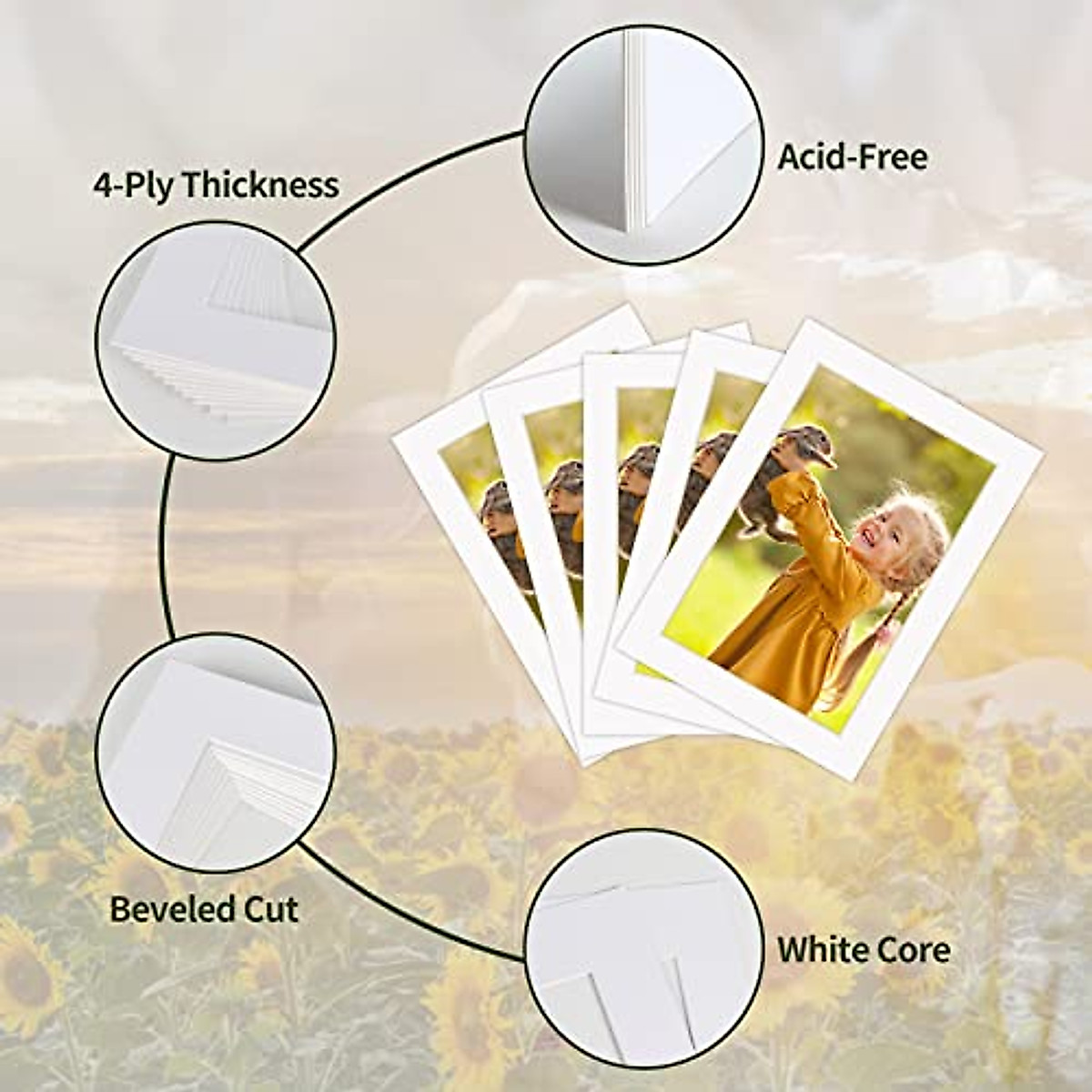 ZBEIVAN 5x7 White Picture Mats for 4x6 Pictures 25 Packs, Acid-Free White Core Bevel Cut Frame Mattes for Photos, Prints, Drawings, or Artworks
