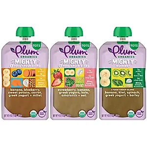Plum Organics | Mighty Food Group Blend | Organic Baby Food Meals [12+ Months] | Variety Pack | 4 Ounce Pouch (Pack Of 18)