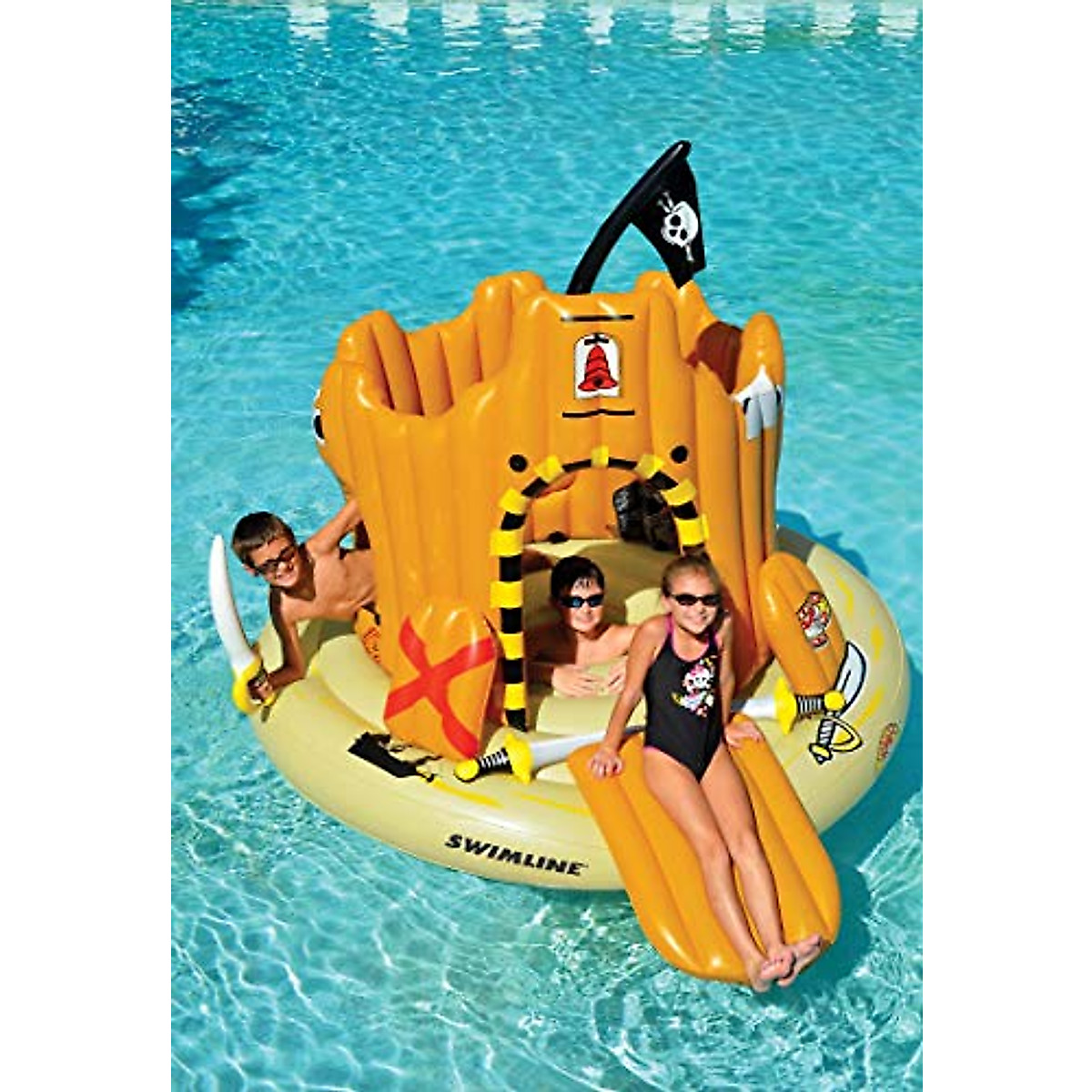 Swimline Pirate Island Pool Float , Black , 82 x 82 62