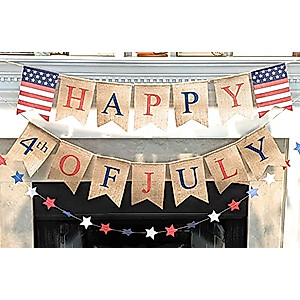4th of July Banner - Fourth of July Bunting American Banner - July 4th Garland 4th of July Decor - Happy 4th of July Banner Patriotic Garland by Jolly Jon