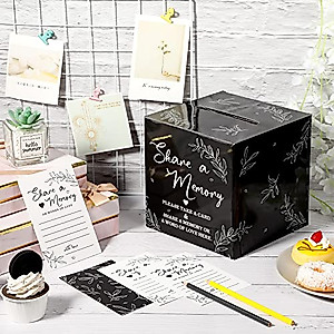 Pajean 50 Pcs Greenery Share a Memory Cards for Collections of Life, Memory Cards Box Guest Card Ideas for Funeral Graduation