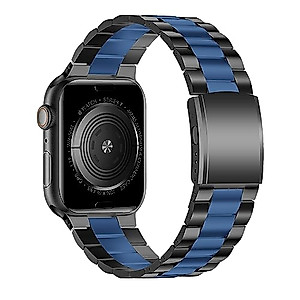 iiteeology Ultra 2 Band Compatible with Apple Watch 49mm 46mm 45mm 44mm 42mm, Upgraded Stainless Steel Wristband for iWatch Ultra & Series 10-1, Black/Blue