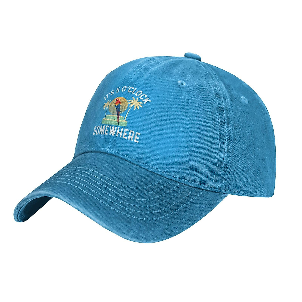 Philysonic Blue Baseball Hat for Men & Women, 5 O'clock Somewhere, Adjustable, Graphic, Unisex