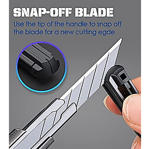 URASISTO 6 Pack Utility knife Retractable with 30 Degree Snap Off Blade Lockable Cardsharp Box Cutter Knife with Extra 20 Sharp Blades for Heavy Duty Office, Home, Arts Crafts, Hobby