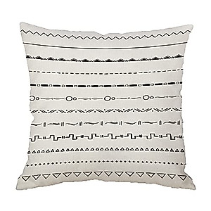 Outdoor Throw Pillow Covers 18x18 Waterproof Farmhouse Boho Spring Summer White Beige Black Patio Decorative Linen Square Modern Floral Line Geometry Stripe Courtyard Garden Sofa Chair Couch set of 4