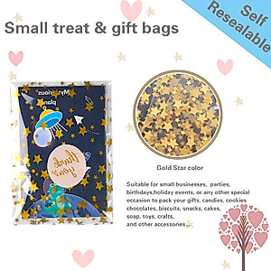 COQOFA 100 Pcs Star Printed Sealable Gift Wrap Cello Cellophane Bags Self sealing Adhensive Treat Bags Party Favor bags (4x6inch, Gold)…