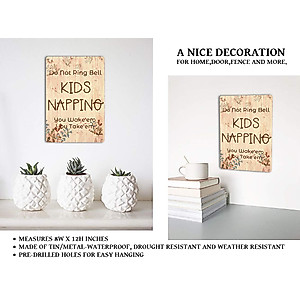 Do Not Ring Bell Kids Napping You Wake'Em You Take'Em Iron 20X30 cm Retro Look Decoration Art Sign for Home Kitchen Bathroom Farm Garden Garage Inspirational Quotes Wall Decor