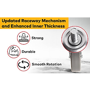 DELIVeR 3 Inch, Locking Swivel Caster Wheels, Set of 4,Heavy Duty with Nylon Nuts for Carts, Replacement Rubber Wheels, Threaded Stem 3/8”-16 x 1” Caster, 130 Lbs Per Caster