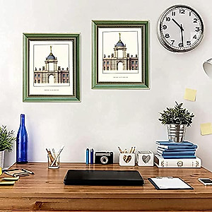 BWPFRAME Vintage Picture Frames 8x10 Antique Green with Real Glass Solid Wood Frames For Table Top or Wall Mounting Display(Green, 8x10)